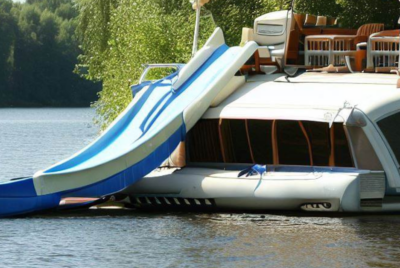 Slide into Fun : Pontoon Boat with Slide- Urban Seek Out